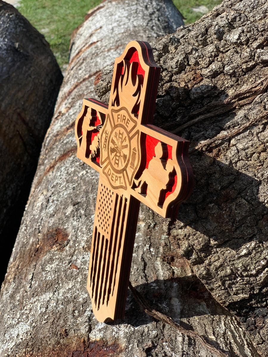 Wooden firefighter Cross – Creations with Hart
